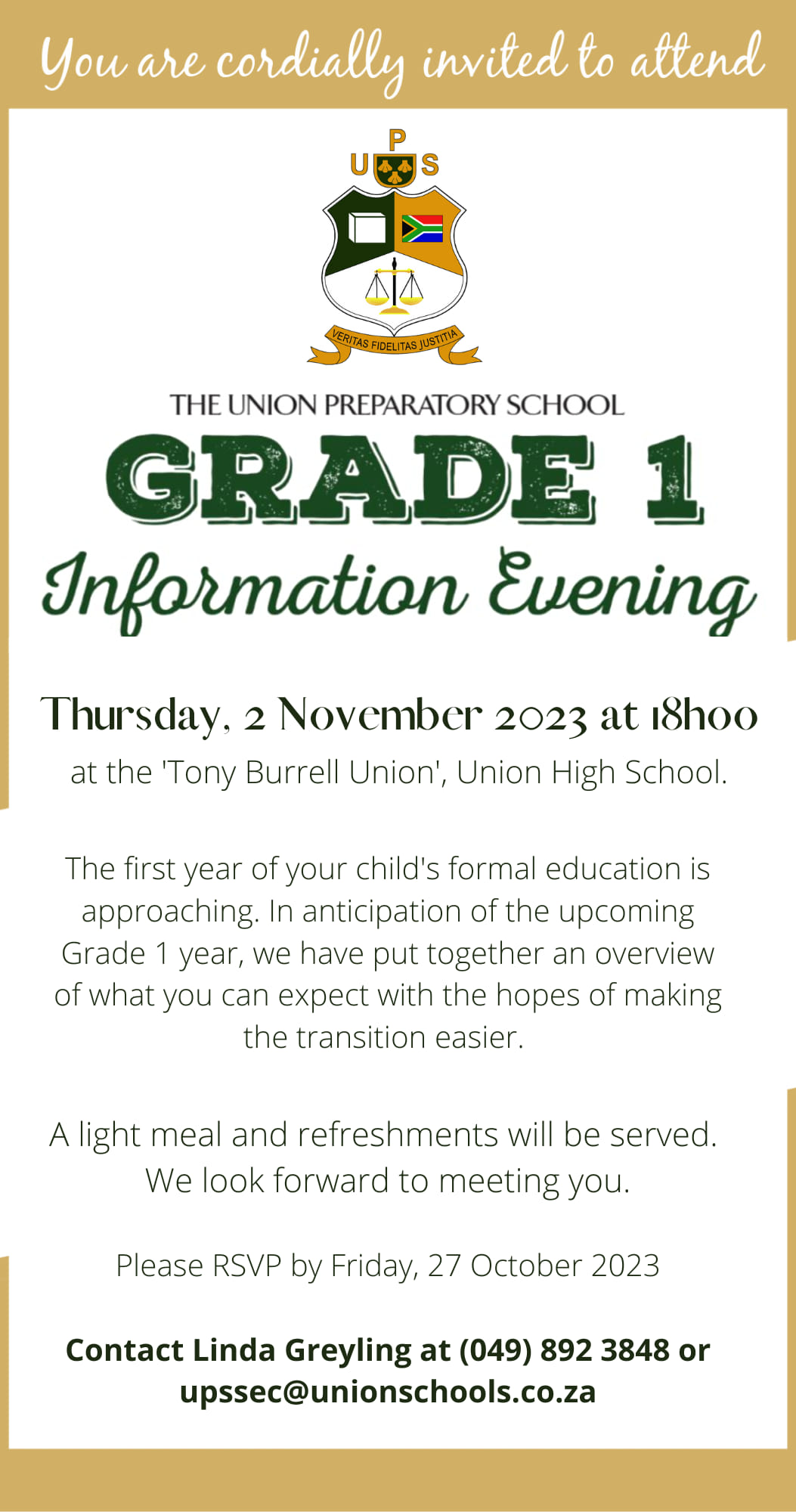 Grade 1 Information Evening – Union Preparatory School